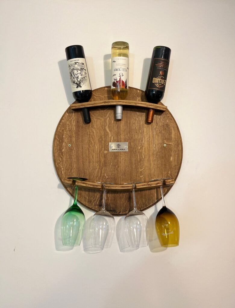 Cava y guarda copas de barril para pared - Sabor a Roble