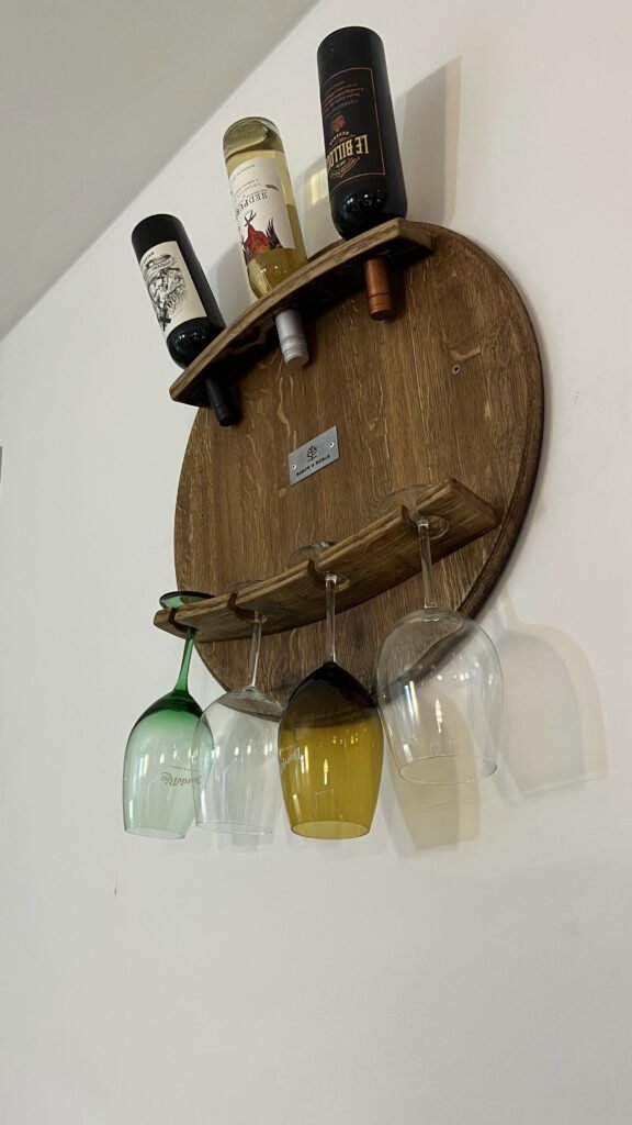 Cava y guarda copas de barril para pared - Sabor a Roble